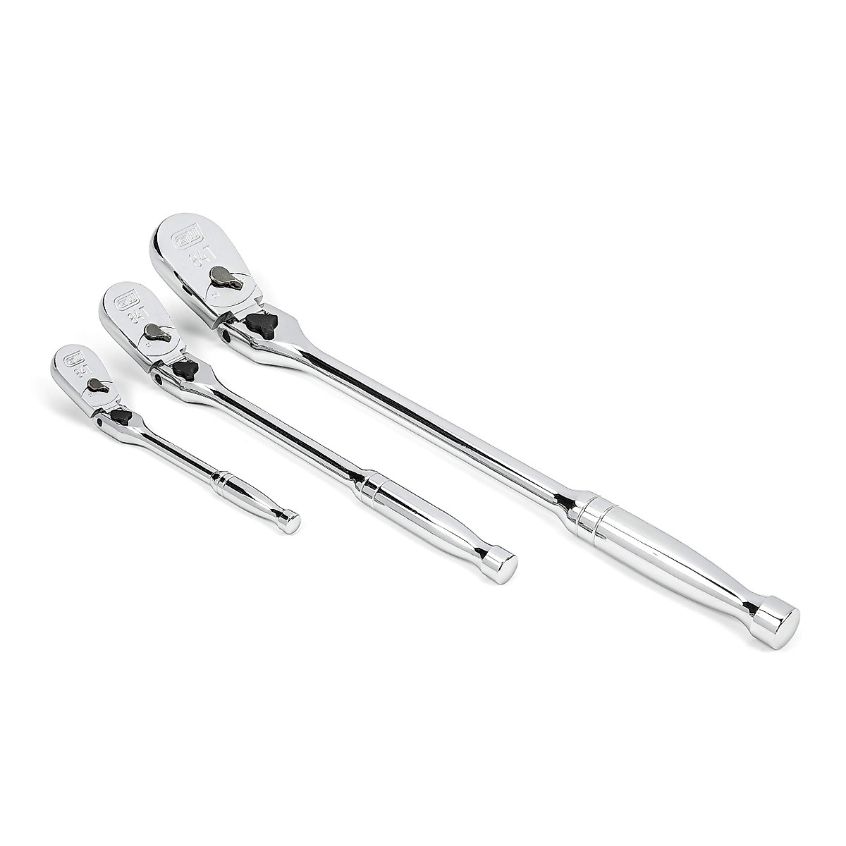 GEARWRENCH 3 Piece 1/4", 3/8" and 1/2" Drive 84 Tooth Locking Flex Head Teardrop Ratchet Set - 81276A-07