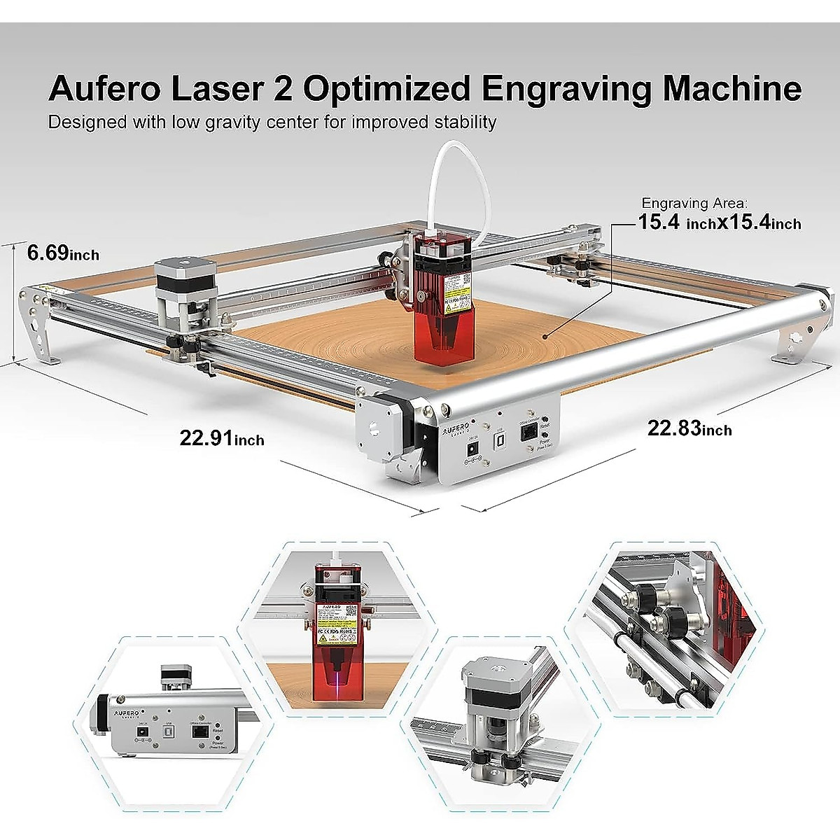 Aufero Laser Engraver, 2 W Diode Laser Engraver Machine, Laser Engraving Machine for Wood/Leather, 15.7x15.7inch Engraving Area, Beginner-Friendly Laser Wood Engraver 2100mW