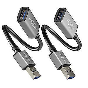 KabelDirekt – USB A 3.0 Extension Cable – 6 inches x2 – (Connect USB A to Socket USB A, Suitable for All USB A Ports, Black, Space Gray) – Pro Series