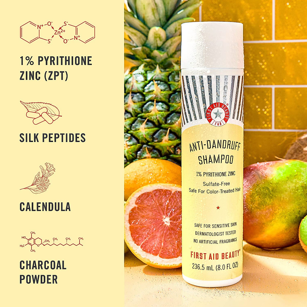 First Aid Beauty FAB Anti-Dandruff Shampoo – Fights Flakes, Soothes Scalp And Leaves Hair Looking Healthy – 8 oz