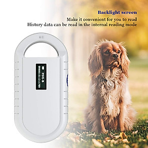 Portable Pet Reader with Backlight Screen, Pet Microchip Scanner Pet RFID Reader Animal Chip Reader for Dogs, FDX-B/ID64 Animal RFID Tag Reader