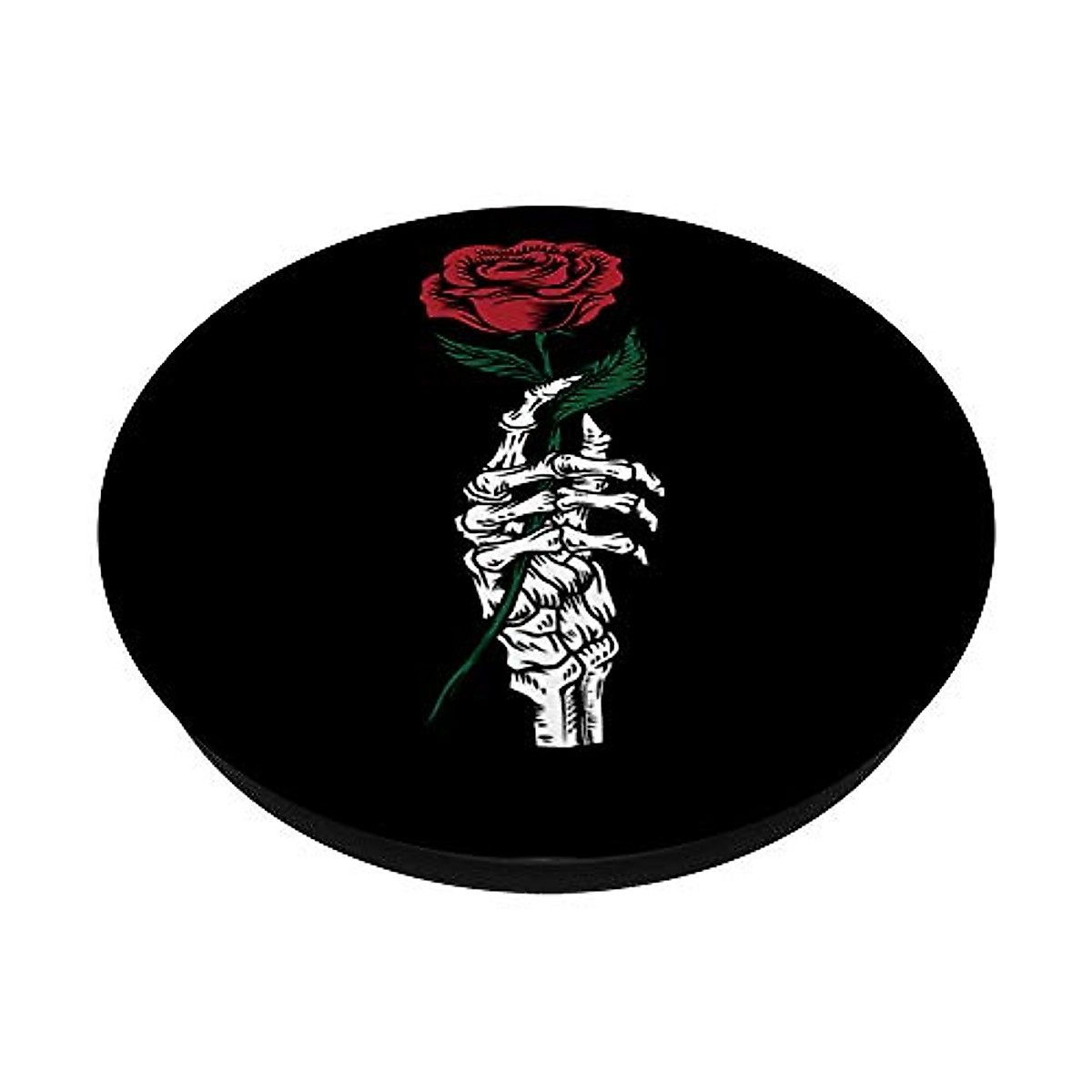 Rose Flower Tattoo - White Skeleton Hand Holding a Red Rose PopSockets PopGrip: Swappable Grip for Phones & Tablets