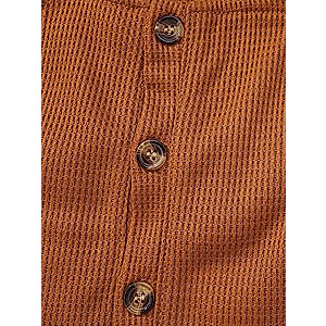 Infant Toddler Baby Girl Boy Overalls Striped Solid Waffle Bottom Pants Button Up Bodysuit Romper with Pockets (Brown , 3-4 Years )