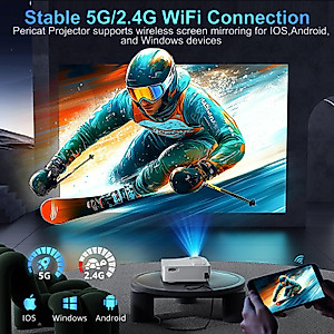 5G WiFi Bluetooth Projector, Native 1080P Outdoor Movie Projector with 350" Display, 18000L Home Theater Video Projector 4K Supported, LED Video Projector Compatible with TV Stick, Phone/PC