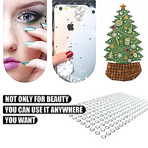 Medsuo 220pcs 4mm Rhinestone Stickers Face Gem Stickers Acrylic Glitter Self Adhesive Jewel Stickers Bling Body Gems Stick on Diamonds for Crafting, Eye, Nail, Party, Rave Festival, Make up (Silver)