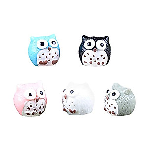 5 Pcs Miniature Garden Ornament Resin Owls Figure Animal Toys Fairy Garden Office Decor Fish Tank Aquarium Bonsai Dollhouse Decorations