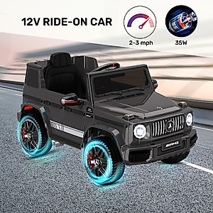 ANPABO Licensed Mercedes-Benz G63 Car for Kids, 12V Ride on Car w/Parent Remote Control, Low Battery Voice Prompt, LED Headlight, Music Player & Horn, Soft Start, Kids Electric Vehicle, Black