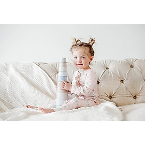 BraveJusticeKidsCo. Silicone Educational Stacking Cups (10 Pieces) | Baby Sorting and Counting | Bath Toys | Early Motor Development | Best Montessori Toy Gift for 6 Month+ Boys & Girls