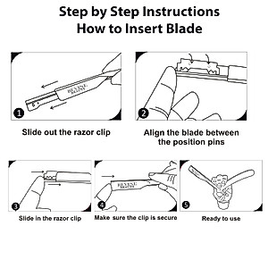 REVINE BEAUTY Barber Straight Razor - Professional Cut throat Premium Quality Plastic Handle Shaving Razor, 10 Double Edge Blades Kit By Revine Beauty (Silver)