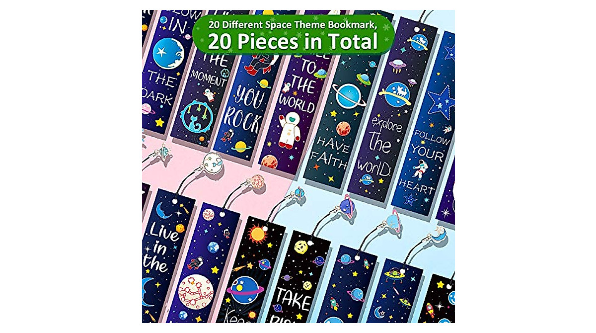 Space Theme Bookmarks: Metal Charms & Inspirational Quotes