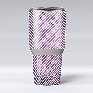 Design Skinz White Slanted Lines Over Pink Fumes - Skin Decal Vinyl Wrap Kit Compatible with The Yeti Rambler Cooler Tumbler Cups