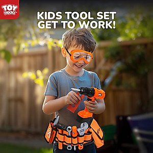 TOY Life Kids Tool Set with Kids Tool Belt & Toy Drill, Toddler Tool Set for Kids Pretend Play, Toy Tools Construction Tools Halloween Tool Costume Kids Tool Kit for Boys Girls 3 4 5 6 7 8 Years Old