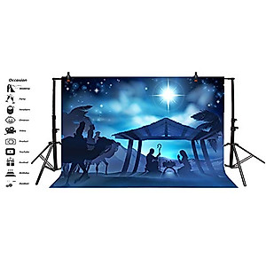 Leyiyi 6x4ft Merry Christmas Jesus Christ Born Photography Background Shepherd Santa Marria Joseph Barn Camels Cold Winter Night Starry Backdrop Baptism Happy New Year Photo Portrait Vinyl Studio Prop