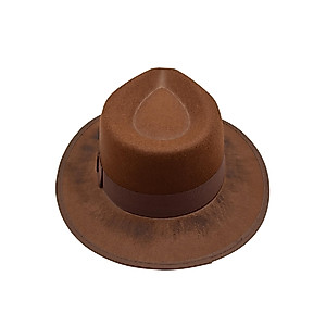 Nicky Bigs Novelties Tattered Burned Brown Fedora Hat - Scary Nightmare Creeper Hats - Cosplay Halloween Costume Accessory, Brown, Large