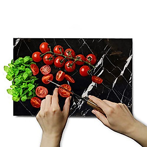 STONES & CRAFTS Marble cutting Board - Marble Chopping Board | Black Cheese Board , Butcher Block with Non-Slip Rubber, Marble Serving Tray for Breakfast , Snacks, Pastries Marble Slab - 8 x 11