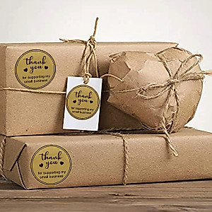 2 Inch Kraft Valentine's Day Thank You for Supporting My Small Business Stickers with Hearts - Heart Valentines Present Gift Thank You Labels Seals for Bubble Mailers and Gift Bags 500 Pcs
