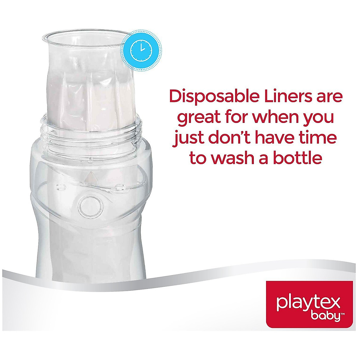 Playtex Baby Nurser Bottle with Disposable Drop-Ins Liners, for Breastfed Babies, 4 Ounce Bottles, 3 Count