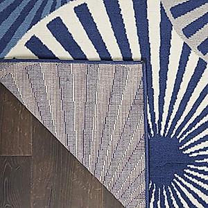 Nourison Grafix Contemporary Navy 5'3" x 7'3" Area -Rug, Easy -Cleaning, Non Shedding, Bed Room, Living Room, Dining Room, Kitchen (5x7)