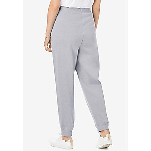 Woman Within Women's Plus Size Petite Better Fleece Jogger Sweatpant - L, Heather Charcoal