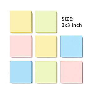8 Pads Pop Up Sticky Notes 3x3 Refills Pastel Colors Self-Stick Notes Pads Super Adhesive Sticky Notes Great Value Pack