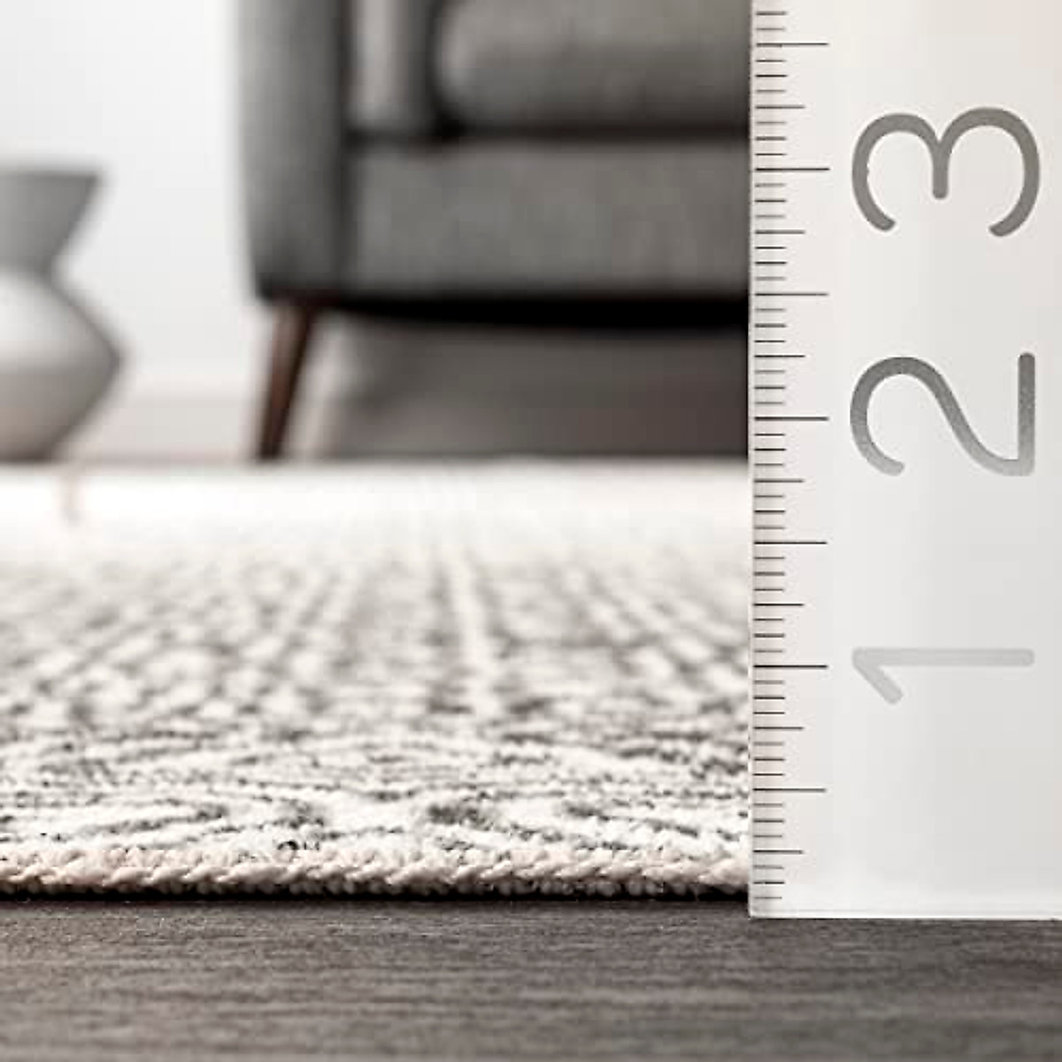 nuLOOM Hart Machine Washable Abstract Tribal Area Rug, 6' Round, Grey