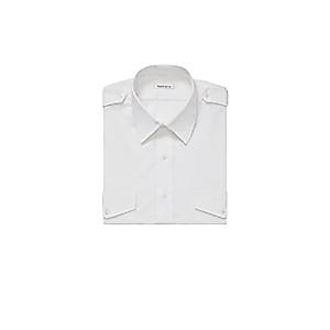 Van Heusen mens Van Heusen Men's Pilot Short Sleeve Dress Shirt, White, 16.5 Neck Large US