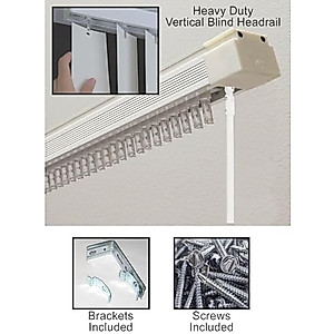 Vertical Blinds Replacement Headrail Track Custom Made to Your Size, Stack, and Control Type - Complete with Brackets and Hardware (64.5 inches)