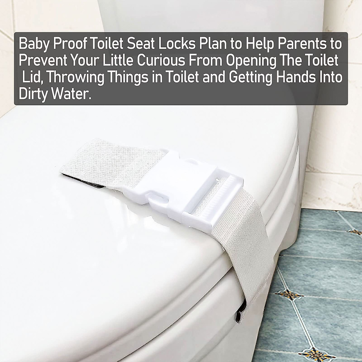 Toilet Locks Baby Proof Child Toddlers, [2 Packs] Sturdy Safety Toilet Lid Seat Proofer Lock for Kids Pets Dog, Easy Installation and Fit Most Toilets Bathroom (White)