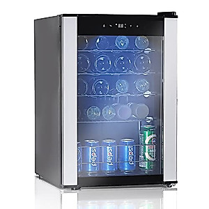Techomey Wine Fridge Freestanding, 19 Bottle Compressor Wine Cooler Refrigerator with Digital Thermostat and Glass Door, Stainless Steel