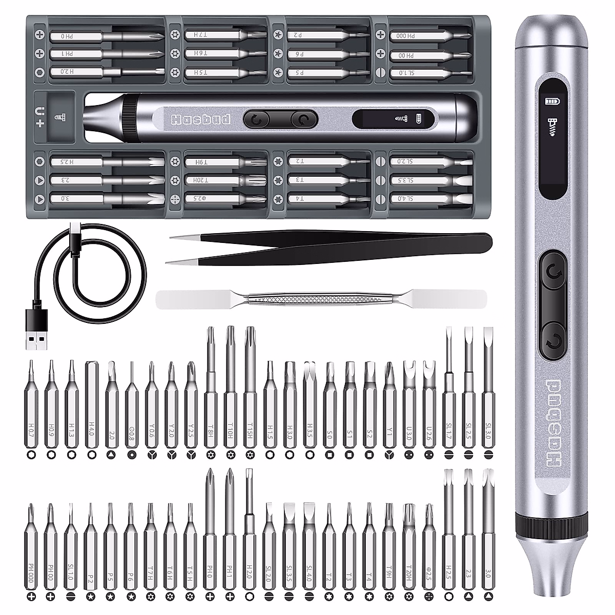 Mini Electric Screwdriver Kit, Precision Electric Automatic Screwdriver Cordless Set with 48 Magnetic Precision Bits, Rechargeable Portable Repair Tool Kit for Phone Camera Laptop Watch