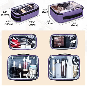 BAFASO Travel Makeup Bag with 4 Inner Removable Pouches, Multifunctional Hair Bag Cosmetic Bag Holds Makup/Hair Supplies (Patent Pending), Purple