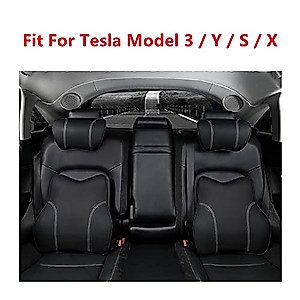 CXSDCQQ Memory Foam Neck Support Pillow Compatible with Tesla Model 3 X S Y Seat Lumbar Full Protect Cushion Headrest Waist Support Pad (Color : BK-Neck Pillow 2 Pcs)