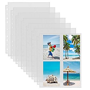 Sooez 30 Pack Heavy Duty Photo Page Protector (3.5x5, 240 Photos), Plastic Clear Photo Album Sleeves for 3-Ring Binder, Four Pockets Per Page Top Loading, Double-Sided