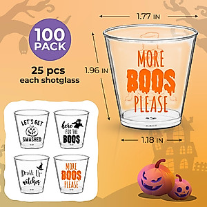 Your Dream Party Shop Halloween Shot Glasses 100 Pcs, Halloween Drinkware, 2 oz Horror Shot Glasses, Halloween Shot Cups, Halloween Drinking Decorations
