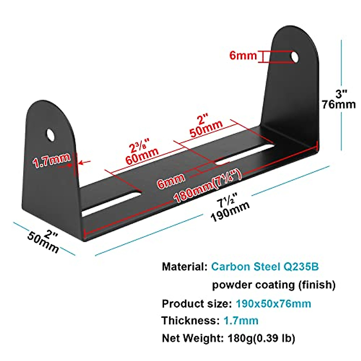 8 PCS Adjustable Universal Replacement Mounting Bracket for CB Radio Transceiver & Scanners, Steel Surface Black Powder Coated