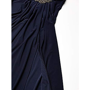 Alex Evenings Women's Long Cowl Neck A-Line Dress, Navy, 12
