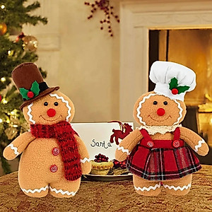 TOPORTY Christmas Gingerbread Man Plush Toys Gingerbread Stuffed Animal Cute Christmas Tree Plush Pillow for Party Decor Christmas Birthday Gifts