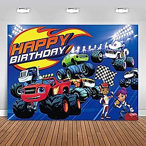 Blaze and The Monster Machines Season Photo Backdrops Monster Machines Photography Background 5x3ft Boys Kids Happy Birthday Party Cake Table Decor Supplies