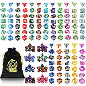 Surhugvy DND Dice Set, 25 X 7 Polyhedral Dice for Dungeons and Dragons DND RPG MTG Table Game with 1 Large Flannel Bag 175 Pieces