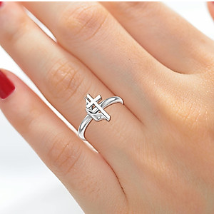 US Jewels Ladies 925 Sterling Silver Methodist Cross Ring, Size 5