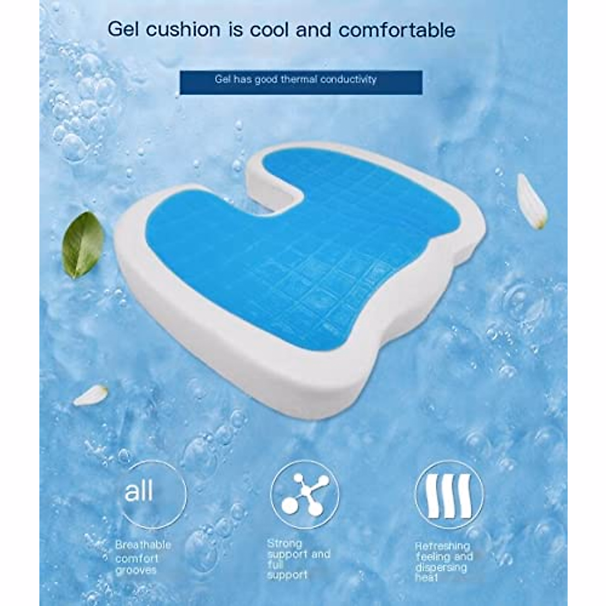 NNAA Ergonomic Chair Pad Memory Foam Seat Cushion Gel Enhanced Cushion Non-Slip Orthopedic Caudal Spine Cushion Relieve Pain Office Chair Car Seat color1
