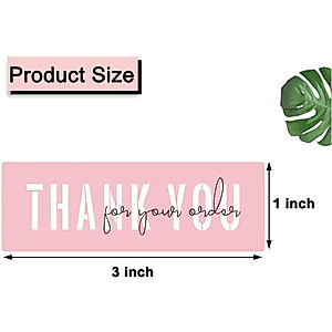 OMGREI 1x3 Inch Thank You for Your Order Stickers, Pink Thank You Stickers Small Business, Packaging for Small Business, Order, Decoration, Gifts, 2Roll with 240 Labels (Pink 01)