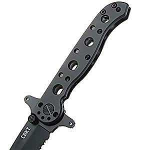 CRKT M16-10KSF EDC Folding Pocket Knife: Special Forces Everyday Carry, Black Serrated Edge Blade, Tanto, Frame Lock, Dual Hilt, Stainless Steel Handle, Reversible Pocket Clip