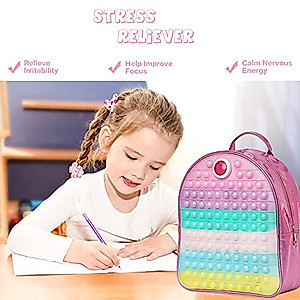 VERPALACE Fluorescent Fidget Toy Pop Backpack for Girls Birthday Gift Fidget Backpack for Kids with LED Lights Stress Relief ,Suitable for Button Cell Ithium Cell CR1220 3V (Batteries not Included)