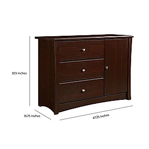Storkcraft Crescent 3 Drawer Combo Dresser (Espresso) – Baby and Kids Bedroom Organizer, Nursery Chest, Storage Dresser With Drawers, Universal Design