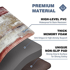 ASPMIZ Farmhouse Kitchen Rug Set 2 Piece, Floral Kitchen Rugs and Mats Waterproof, Anti Fatigue Kitchen Runner Rug Non Slip Washable, Cushioned Kitchen Mat for Floor, 18'' X 48'' + 18'' X 30'', Black