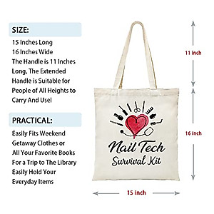 ZHANTUONE Canvas Tote Bag Gift，Nail Tech Survival Kit，Nail Technician Gifts，For Women Manicurist Gift，Nail Graduation Gift， Funny Birthday Gifts，For Nail Tech Multipurpose Canvas Tote Bag Gift