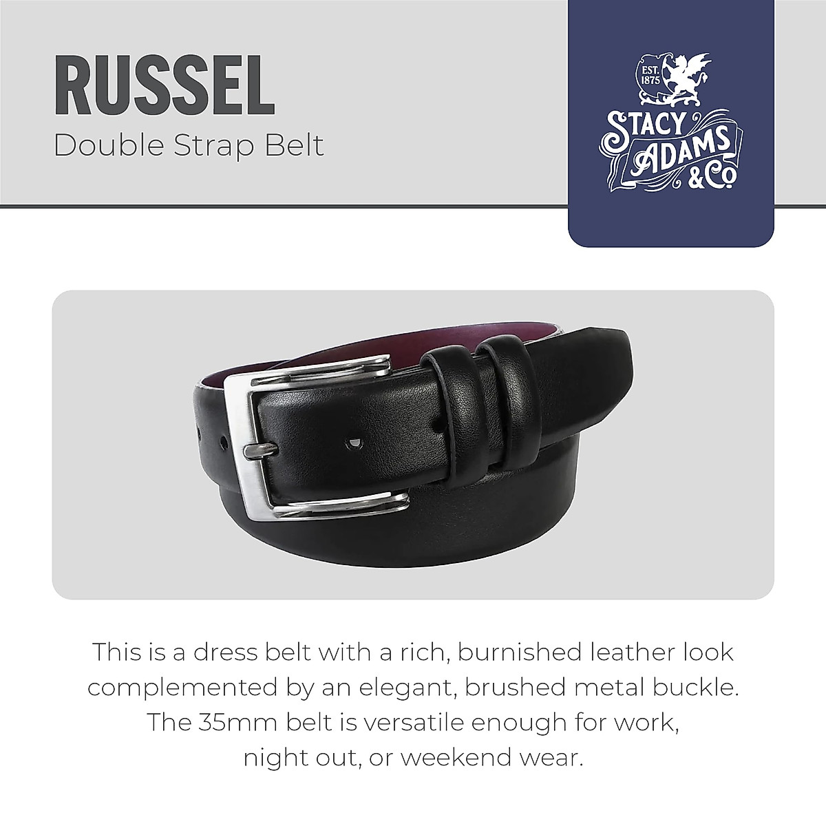 Florsheim Men's Pebble Grain Leather Belt 32MM, Brown, 40