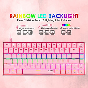 FELICON Wired Mechanical Gaming Keyboard, 82 Keys Compact Rainbow Blacklight Keyboard with Blue Switch, Small and Portable Compatible with Windows PC Laptop Mac Game Office