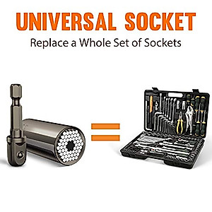 Super Universal Socket Gifts for Men - Tools Christmas Stocking Stuffers for Adults Grip Socket Set with Power Drill Adapter, Gadgets for Men Dad Him Kids Husband Who Have Everything Cool Stuff Ideas